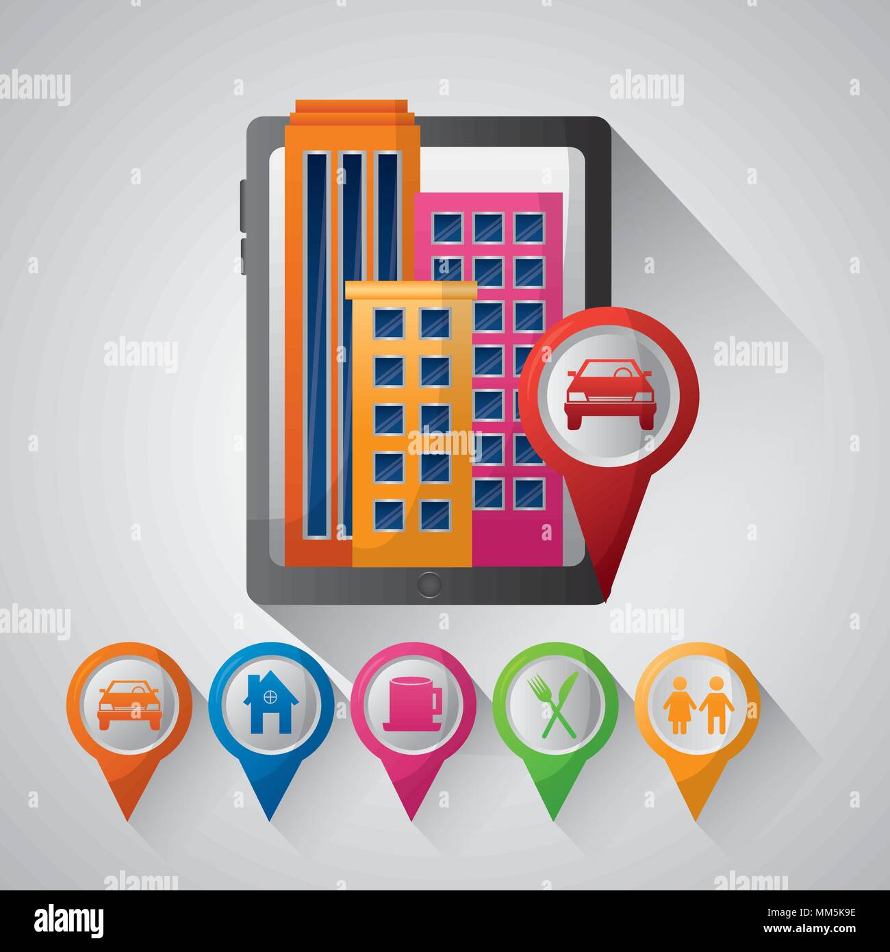 Application de navigation GPS de hauts bâtiments cartes pin ...