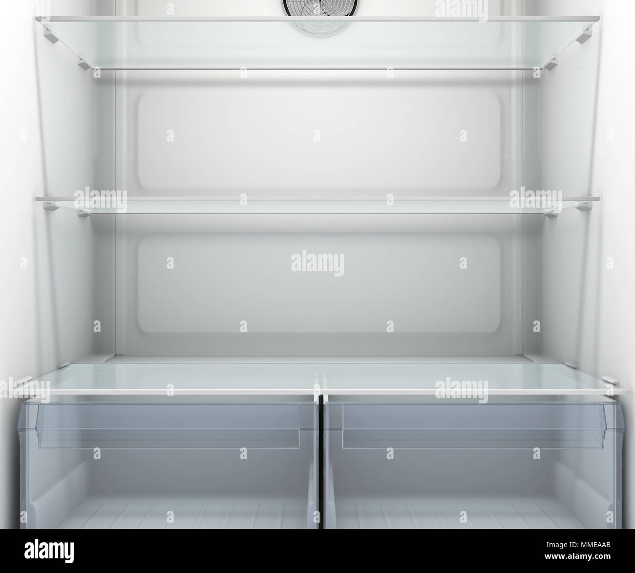 Une vue à l'intérieur d'un ménage vide frigo ou congélateur avec ...