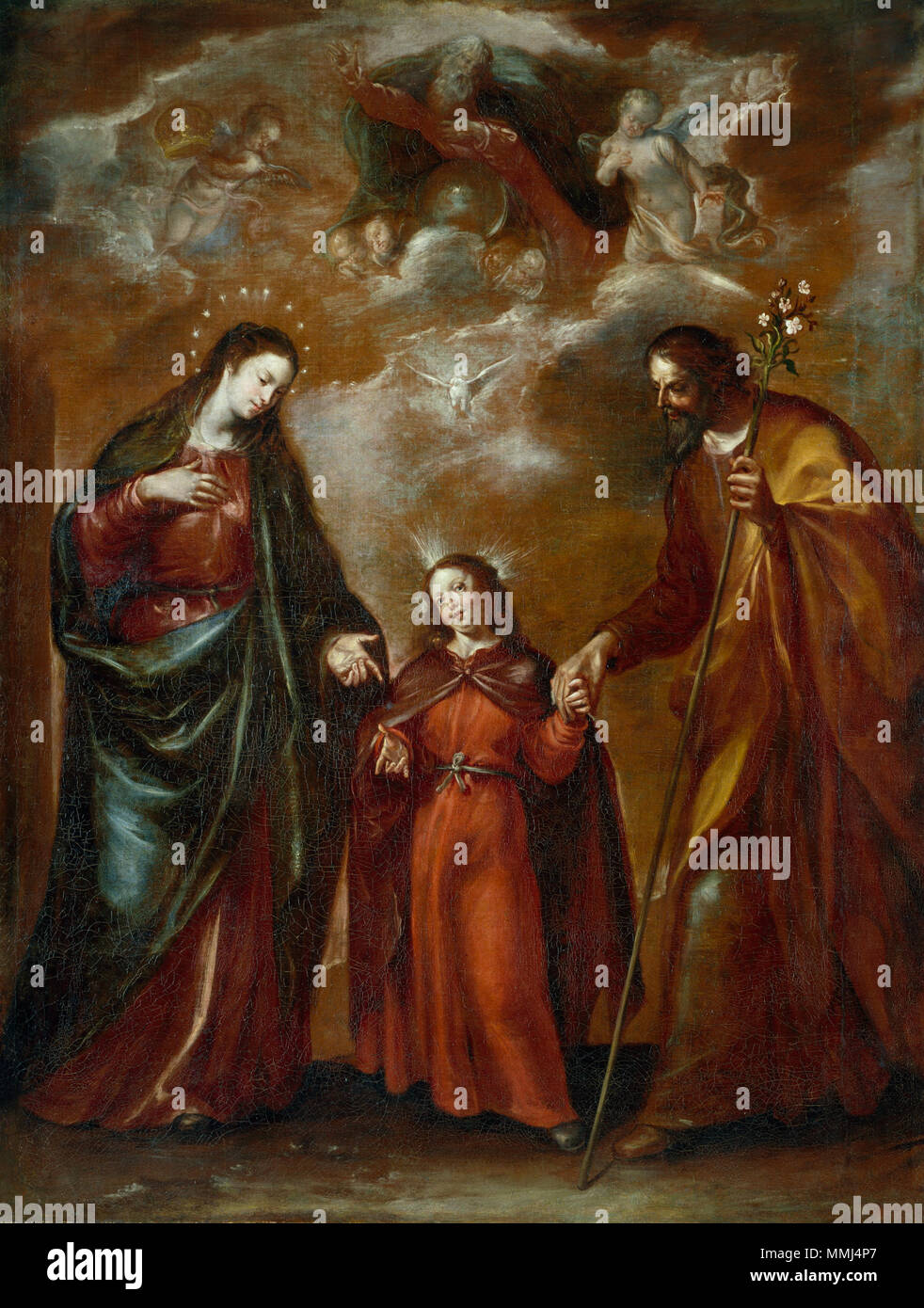 . Español : La obra représenta un los tres miembros de la Sagrada ...
