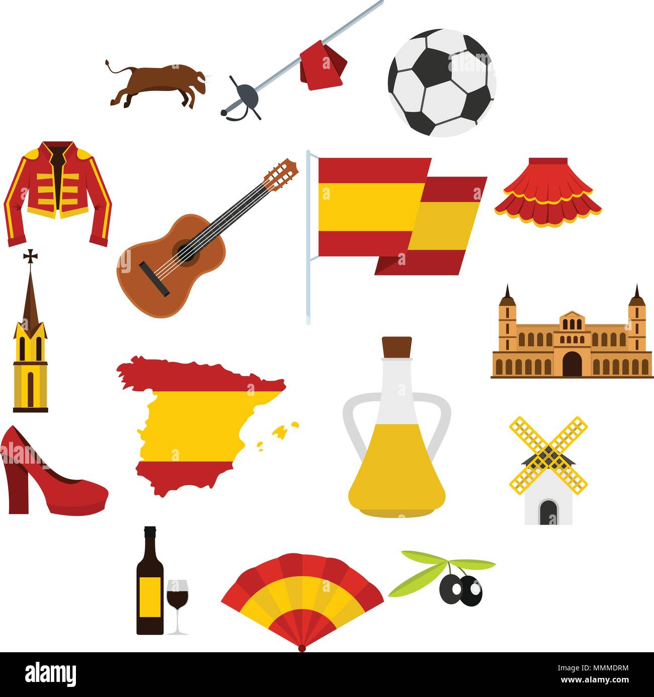 Spanish culture icons isolated icon Banque de photographies et d’images ...