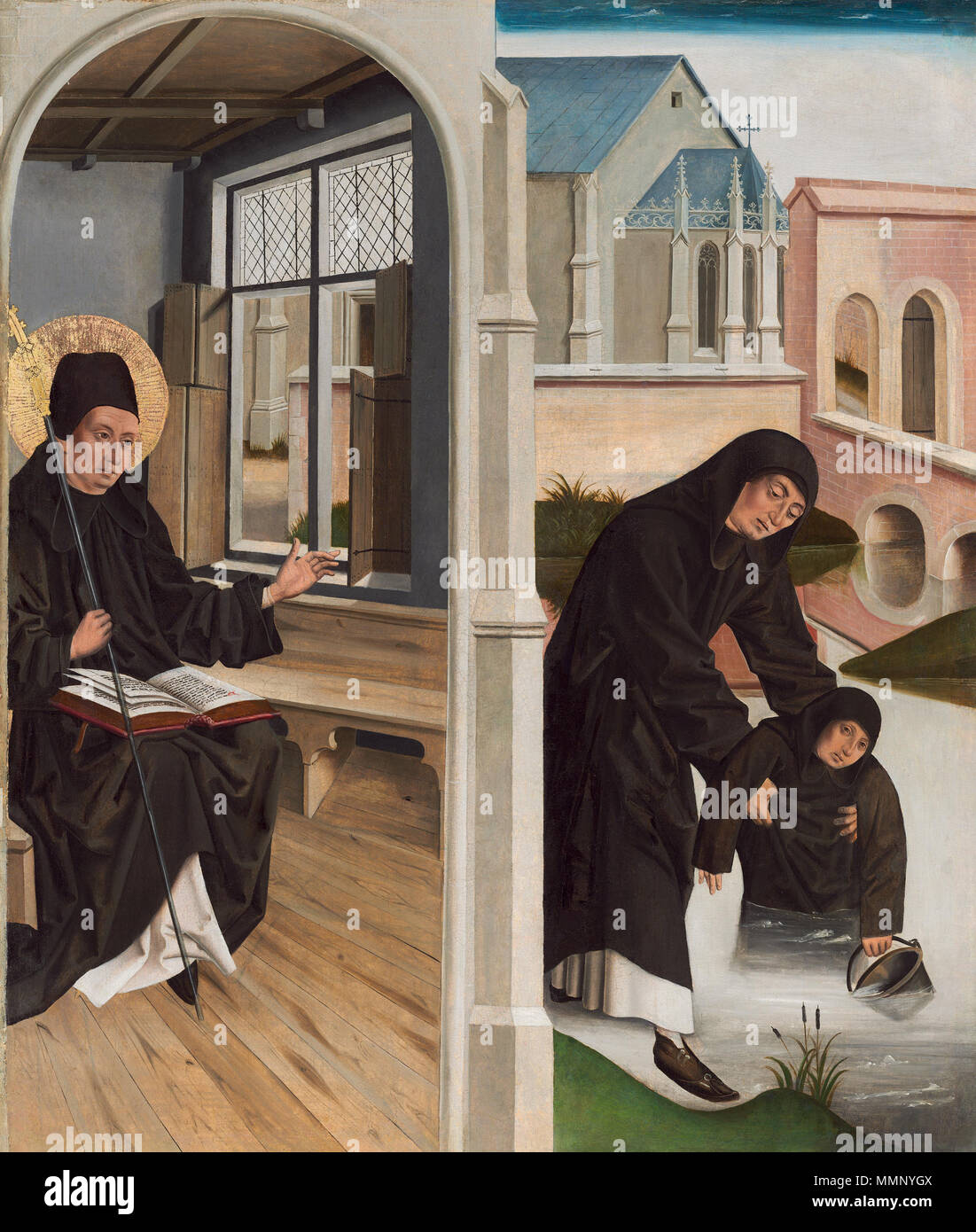 Le français du 15e siècle, un miracle de Saint Benoît, ch. 1480, huile ...