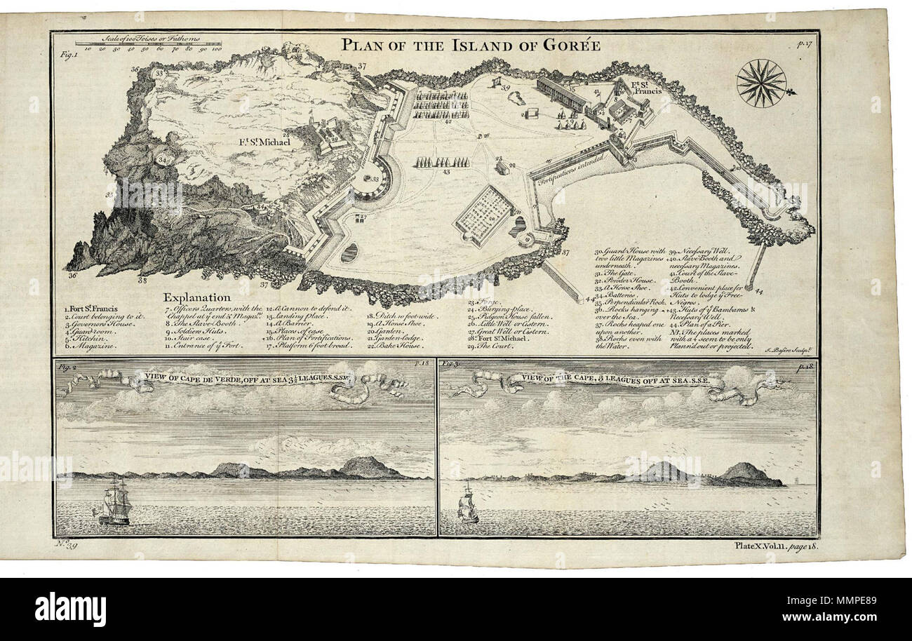 . Nederlands : Carte van het eiland Goeree en twee gezichten op de Kaap ...