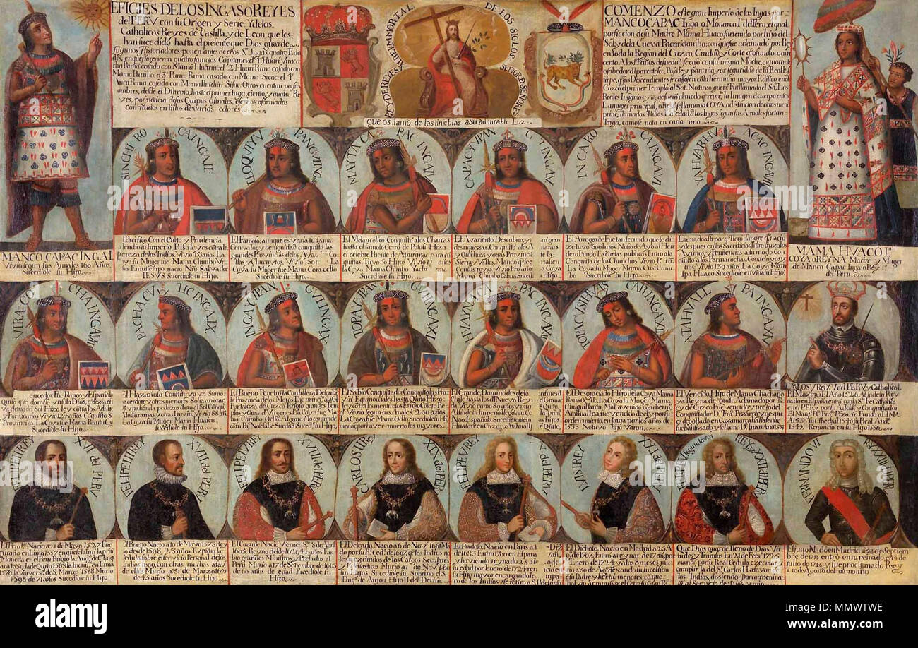 L'école de Cuzco - Efigies de los Incas o Reyes del Perú Photo Stock ...