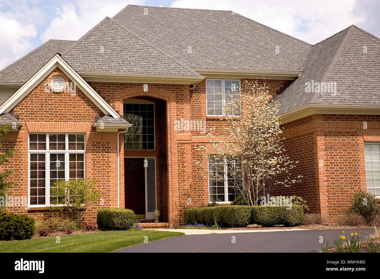 Détails d'une maison en brique rouge. L'un des nombreux foyers de ma ...