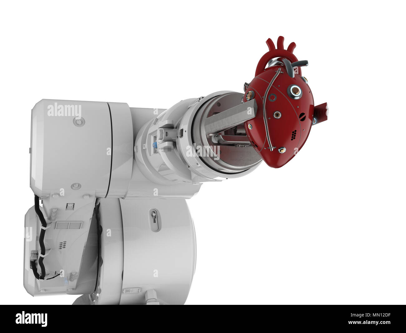 Le rendu 3D hand holding robot robotique rouge coeur isolé sur fond ...