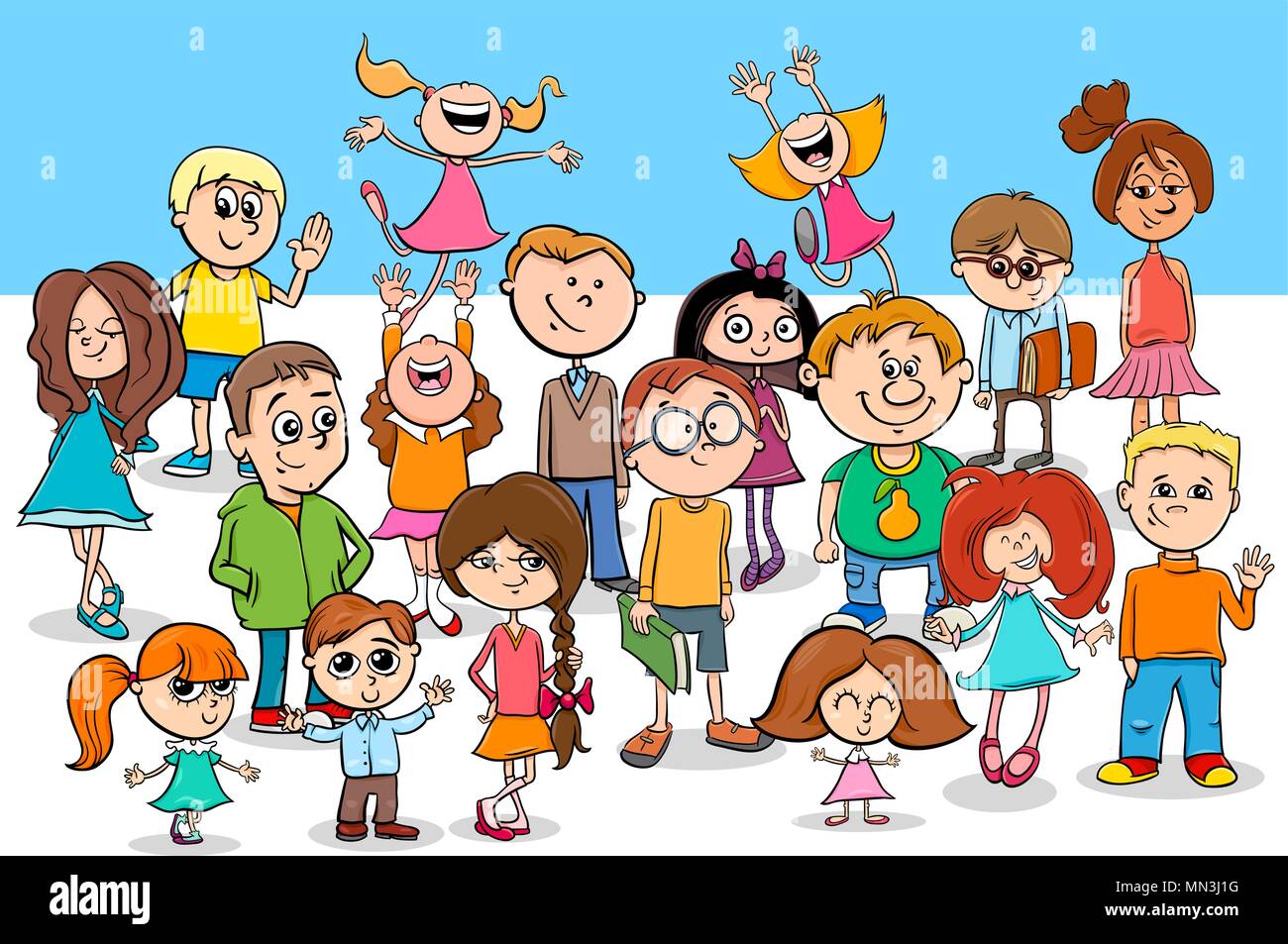 Cartoon Illustration de maternelle ou élémentaire, les enfants d'âge du ...