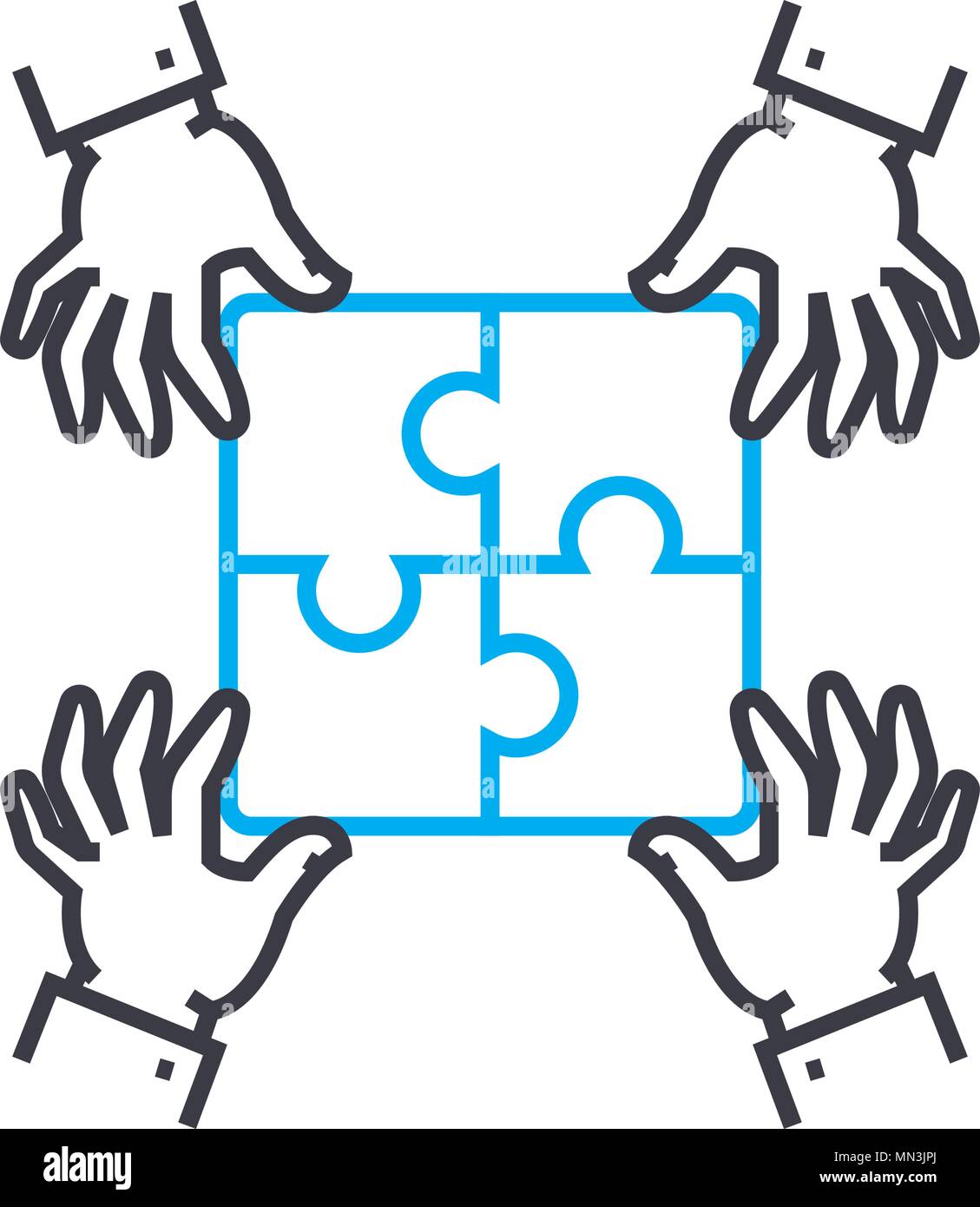 Travail collectif vector fine ligne icône de course. Travail collectif ...