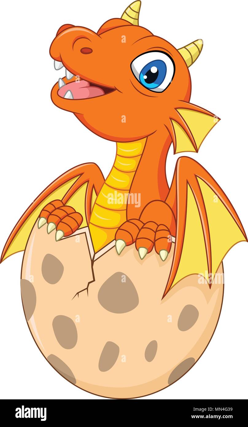 Le petit dragon dessin animé l'éclosion Image Vectorielle Stock - Alamy