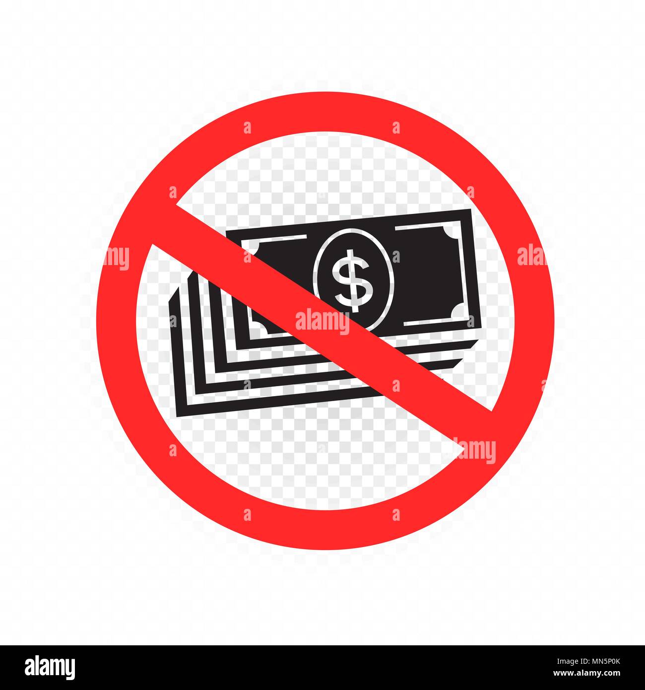 Aucun paiement inscrivez-icône. Interdiction de l'argent de papier ...