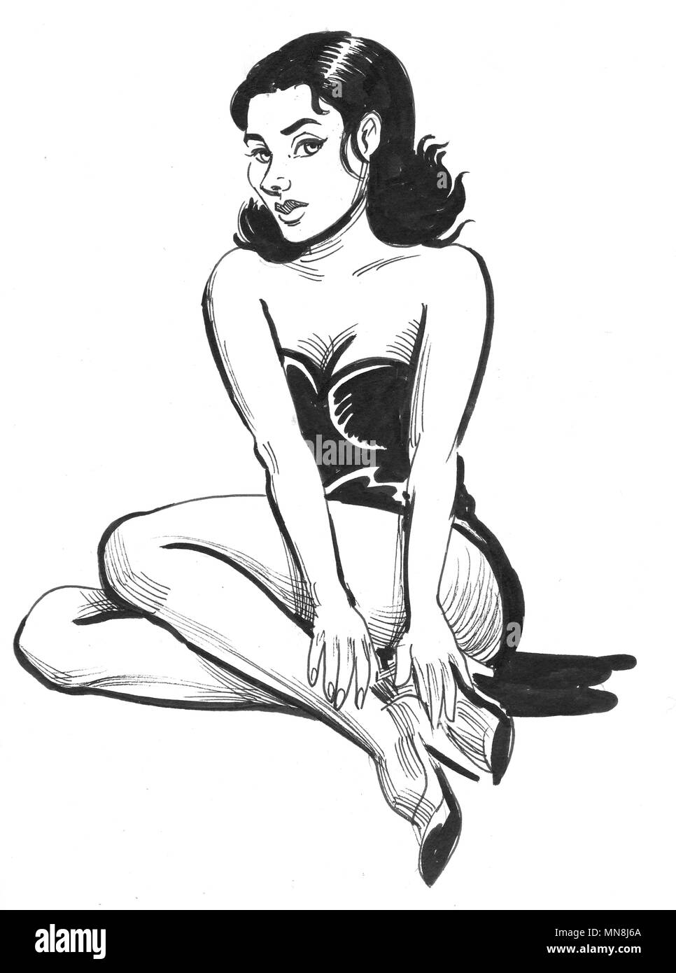 Pin up dessin noir et blanc Banque de photographies et d’images à haute résolution - Alamy