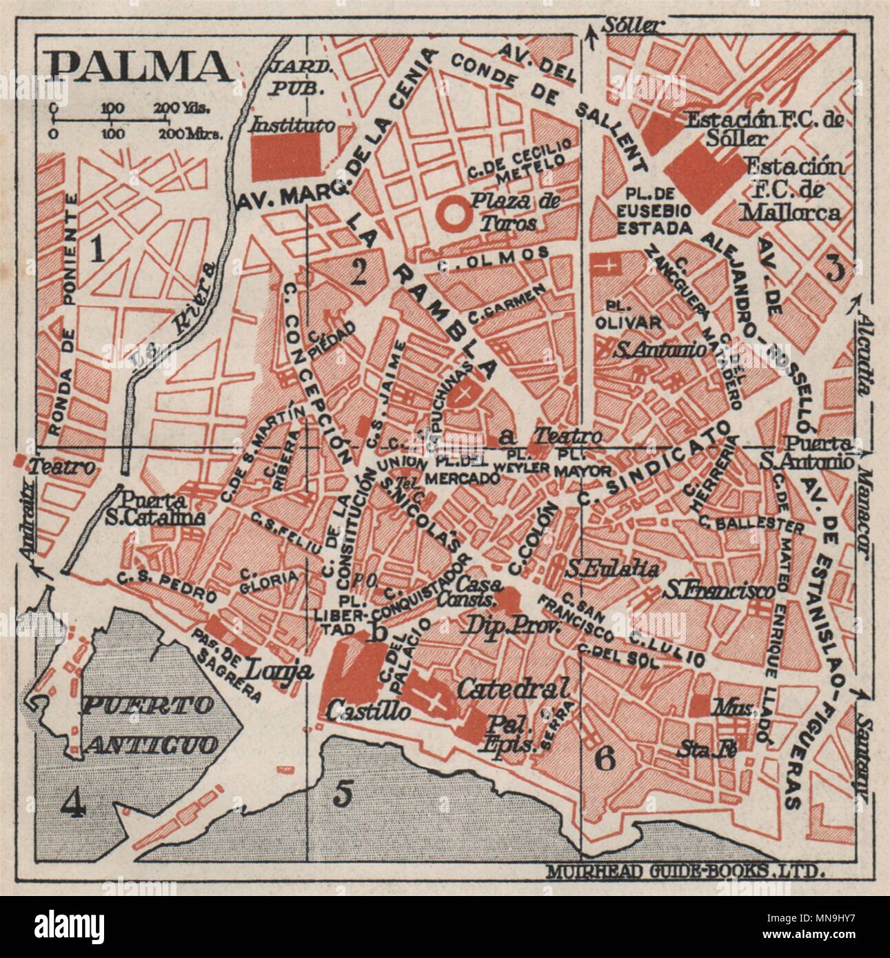 PALMA DE MAJORQUE. Plan Plan de la ville ville vintage. Espagne ...