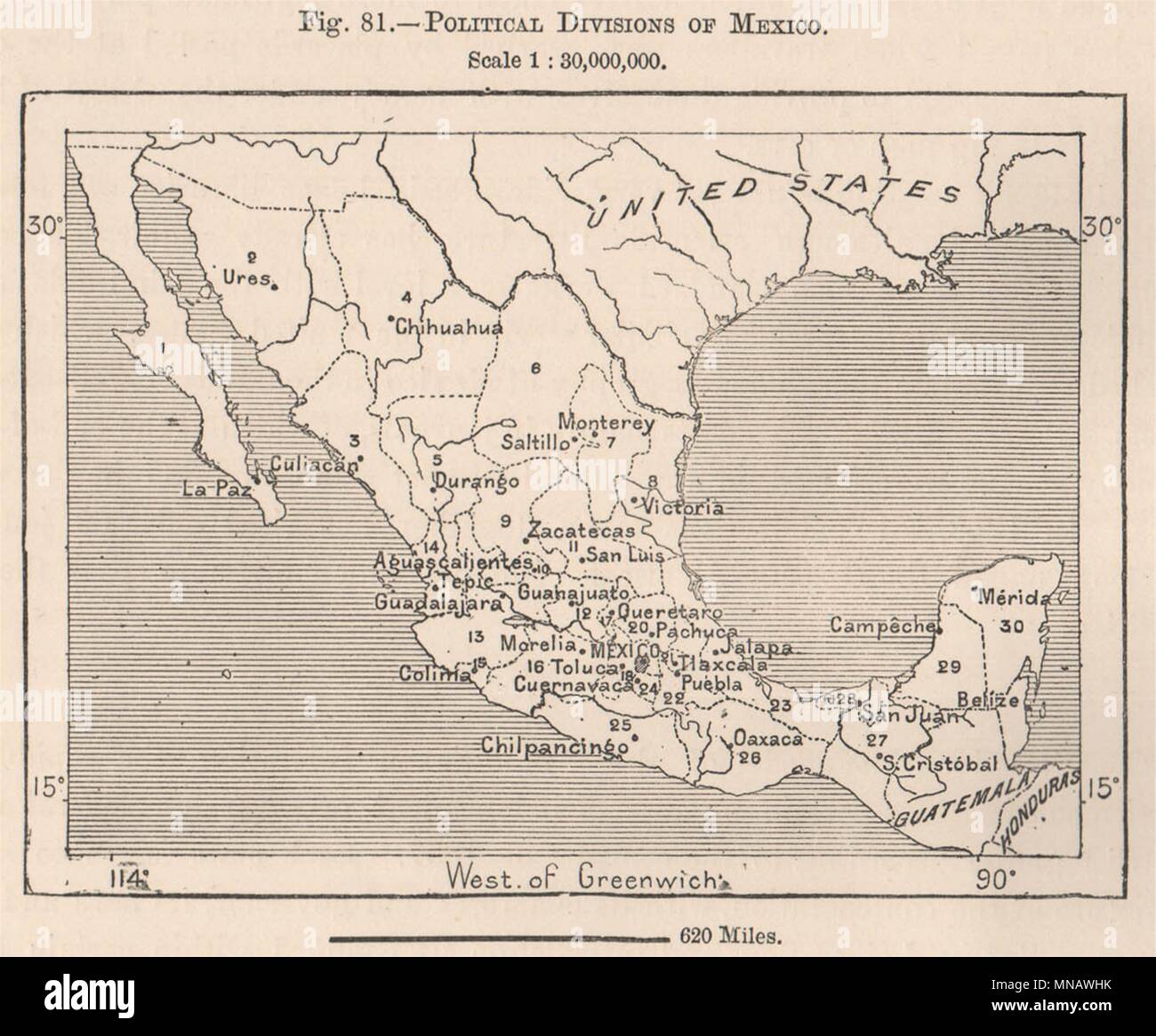 Mexico map political map Banque de photographies et d’images à haute ...