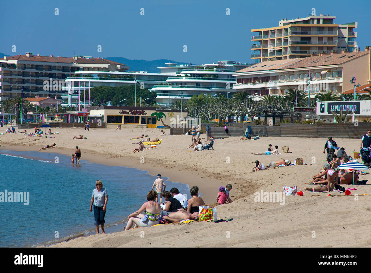 Plage de Fréjus, Cote d'Azur, département du Var, Provence-Alpes-Côte d ...