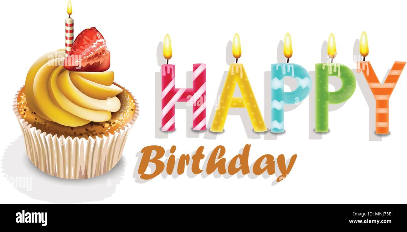 Happy birthday cupcakes Banque d'images vectorielles - Alamy