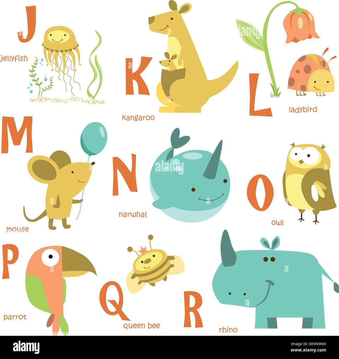 Alphabet et les animaux. ABC avec des animaux différents. Vector ...