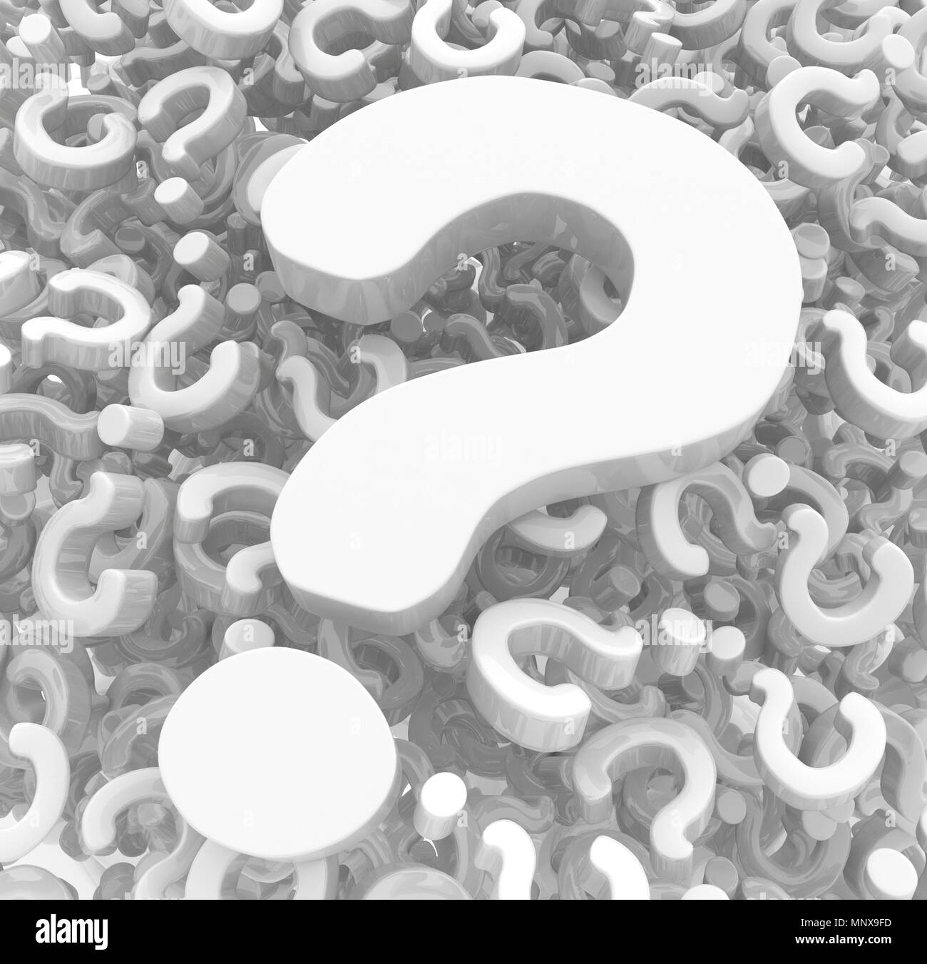Symboles d'interrogation blanc, 3d abstrait, horizontal Photo Stock - Alamy