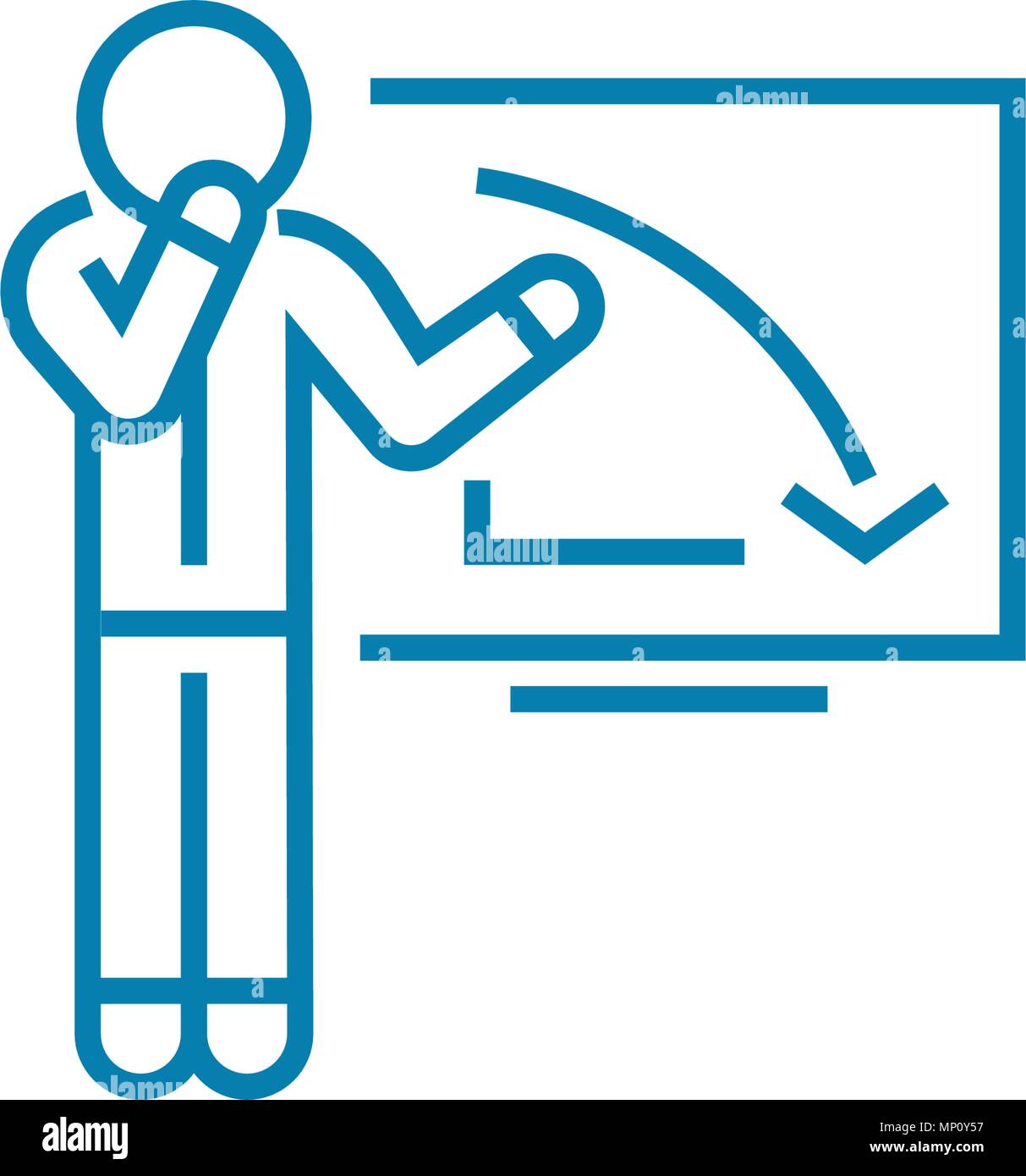 Explication de la récession l'icône linéaire concept. Explication de la ...
