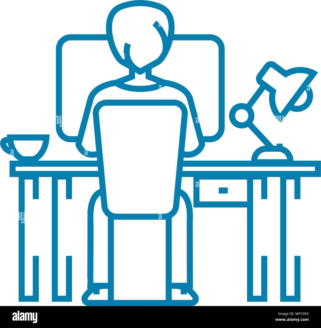 Travail dur l'icône linéaire concept. Travail dur, symbole signe ...