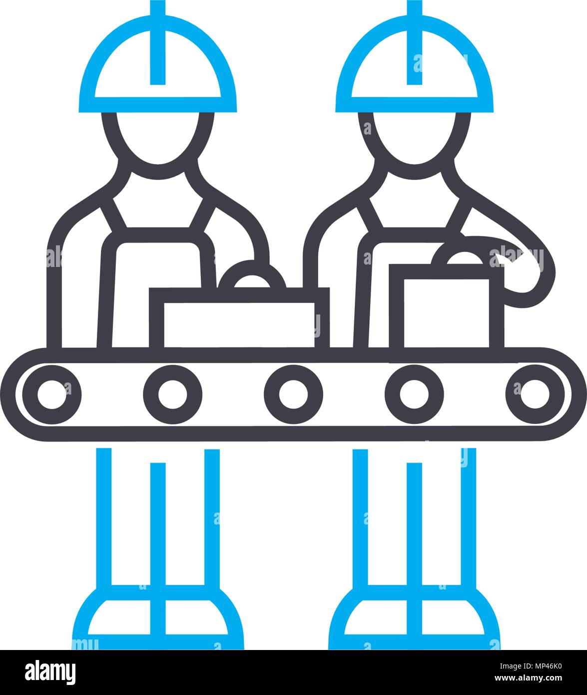 La production manuelle icône linéaire concept. Ligne de production ...