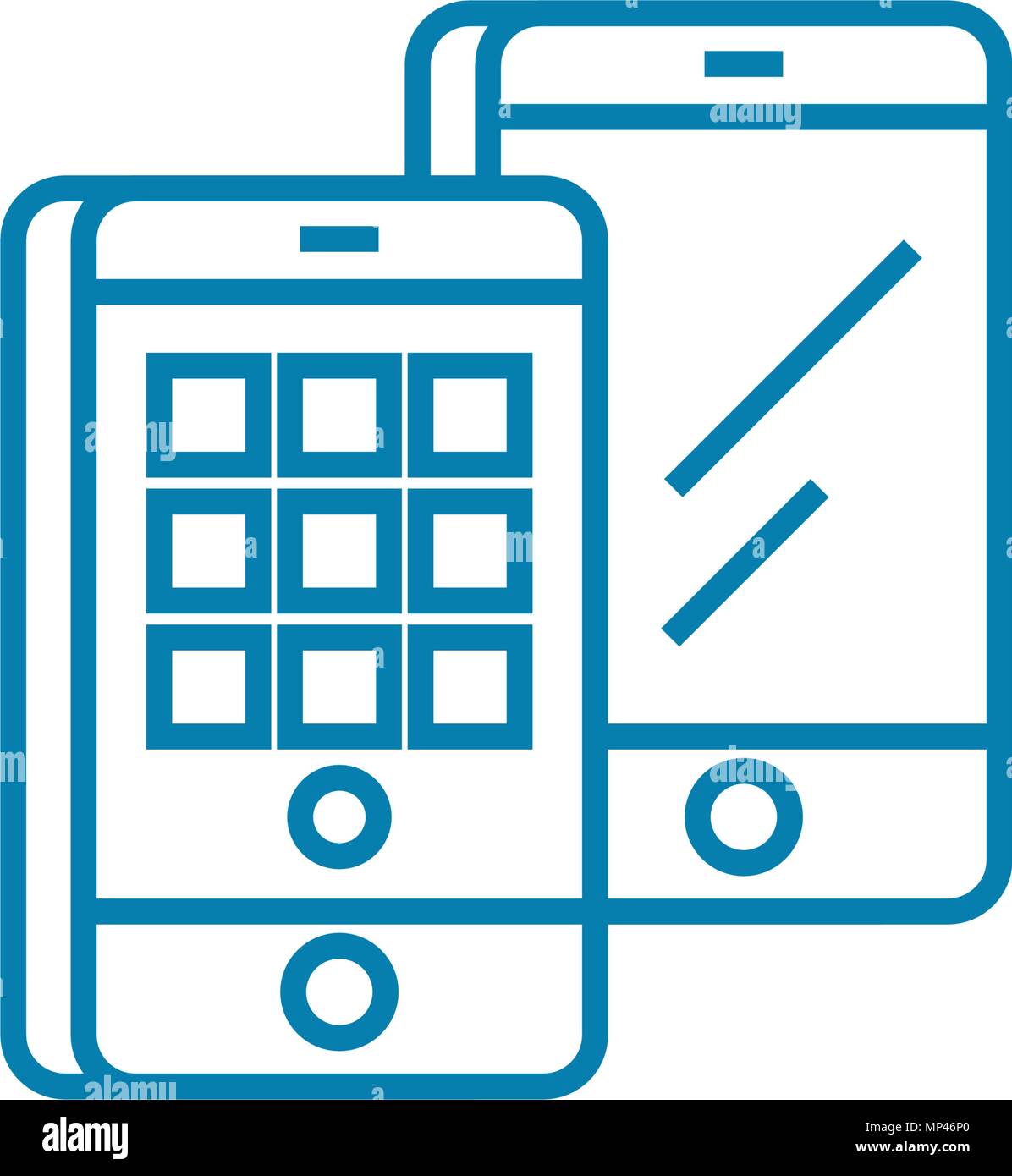 Applications mobiles icône linéaire concept. Applications mobiles ...