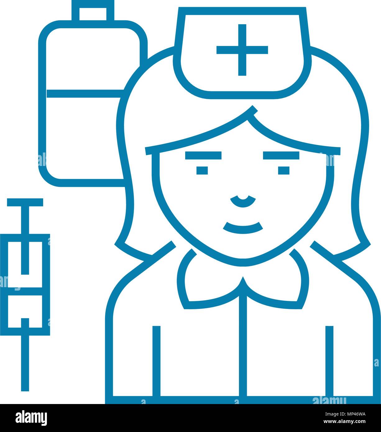 Icône linéaire infirmière concept. Vecteur ligne infirmière signe ...