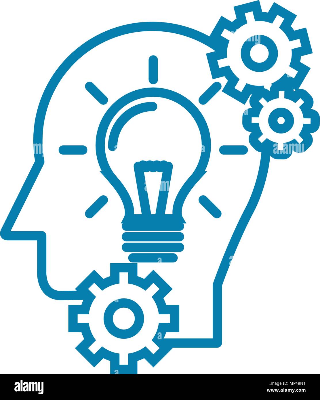 Processus de pensée icône linéaire concept. Ligne de pensée signe ...