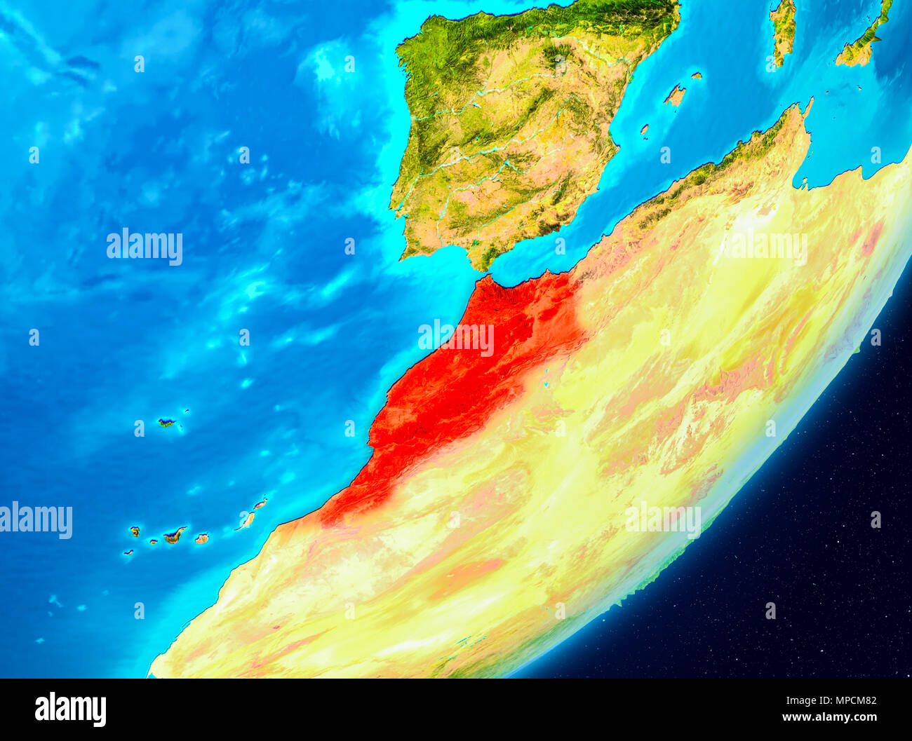 Carte du maroc vu par satellite Banque de photographies et d’images à ...