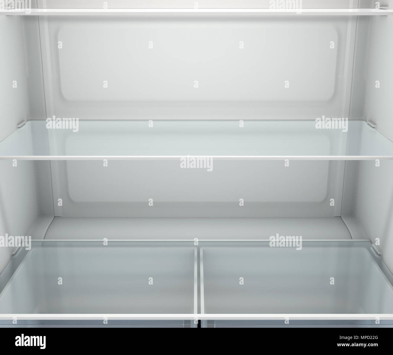 Une vue à l'intérieur d'un ménage vide frigo ou congélateur avec ...