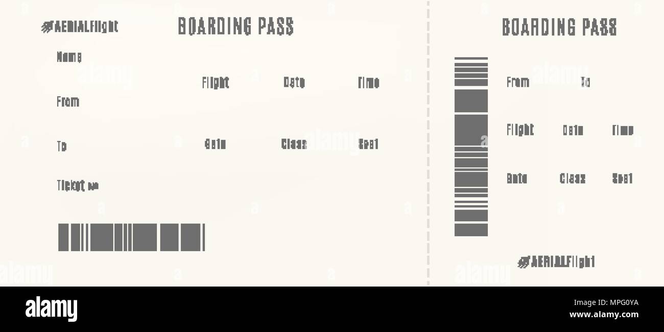 Carte d'embarquement d'avion modèle. Billet avion vide Image ...