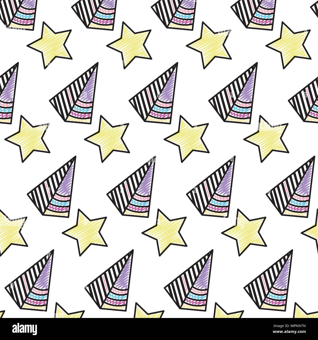 Doodle pyramide pentagonale avec pure star background vector ...