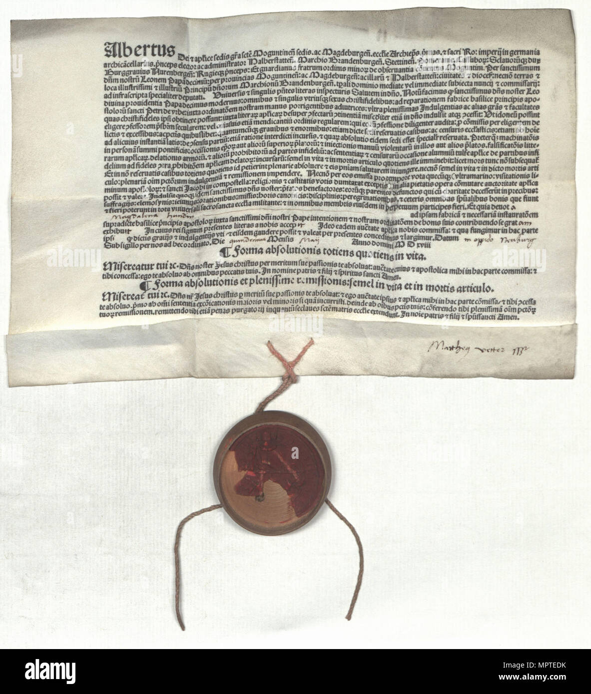 Lettre d'indulgence offert par Albert, archevêque de Mayence, sur l ...