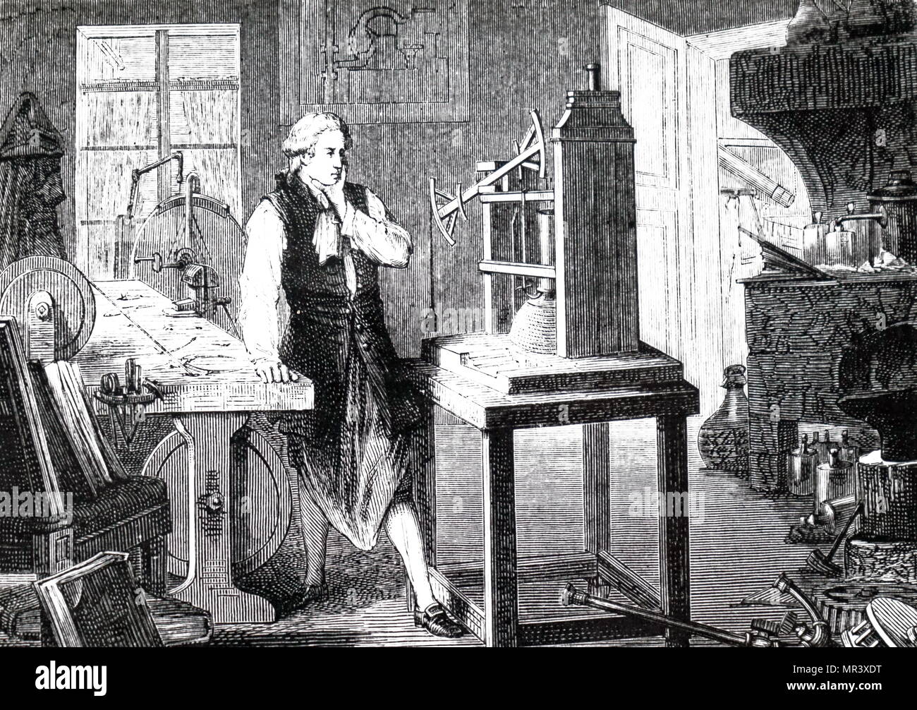 Gravure représentant James Watt (1736-1819), un inventeur écossais ... Gravure représentant James Watt (1736-1819), un inventeur écossais ...