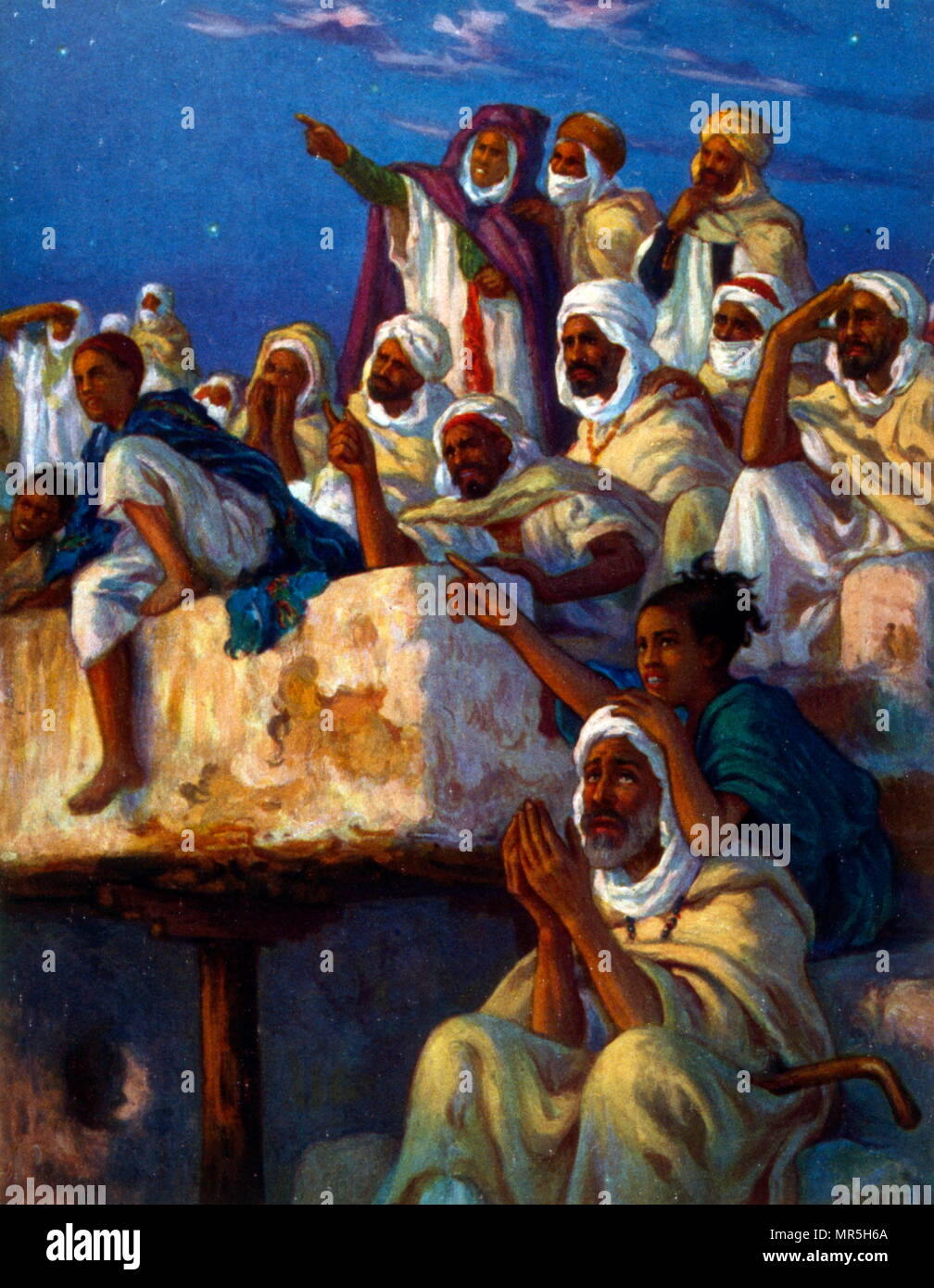 Illustration représentant des Arabes à la prière pendant la période du ...