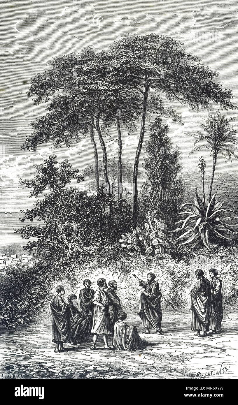 Gravure représentant Pythagore et ses disciples. Pythagore était un ...