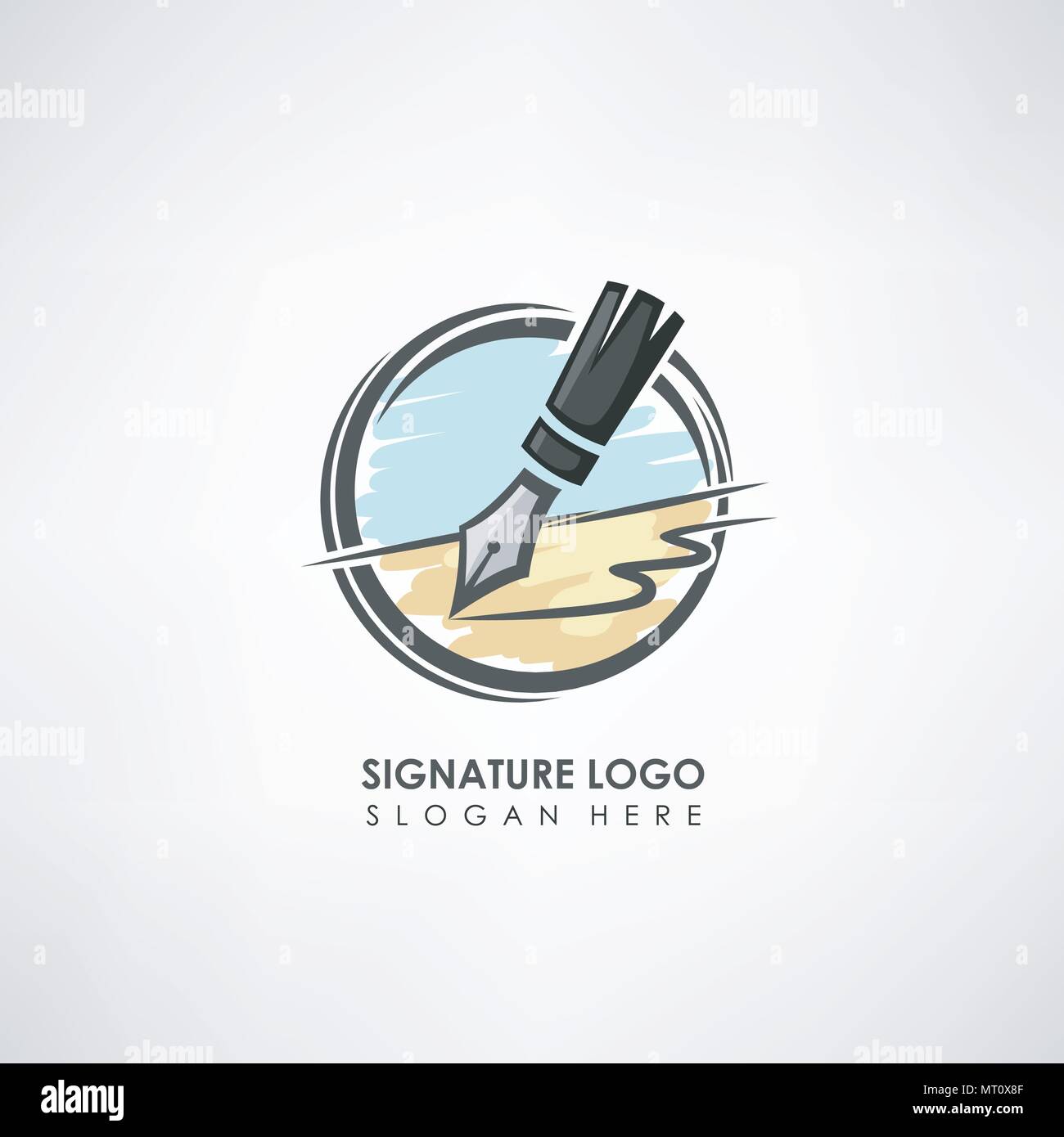 Concept de signature modèle logo avec stylo dessin. Modèle d'étiquette ...