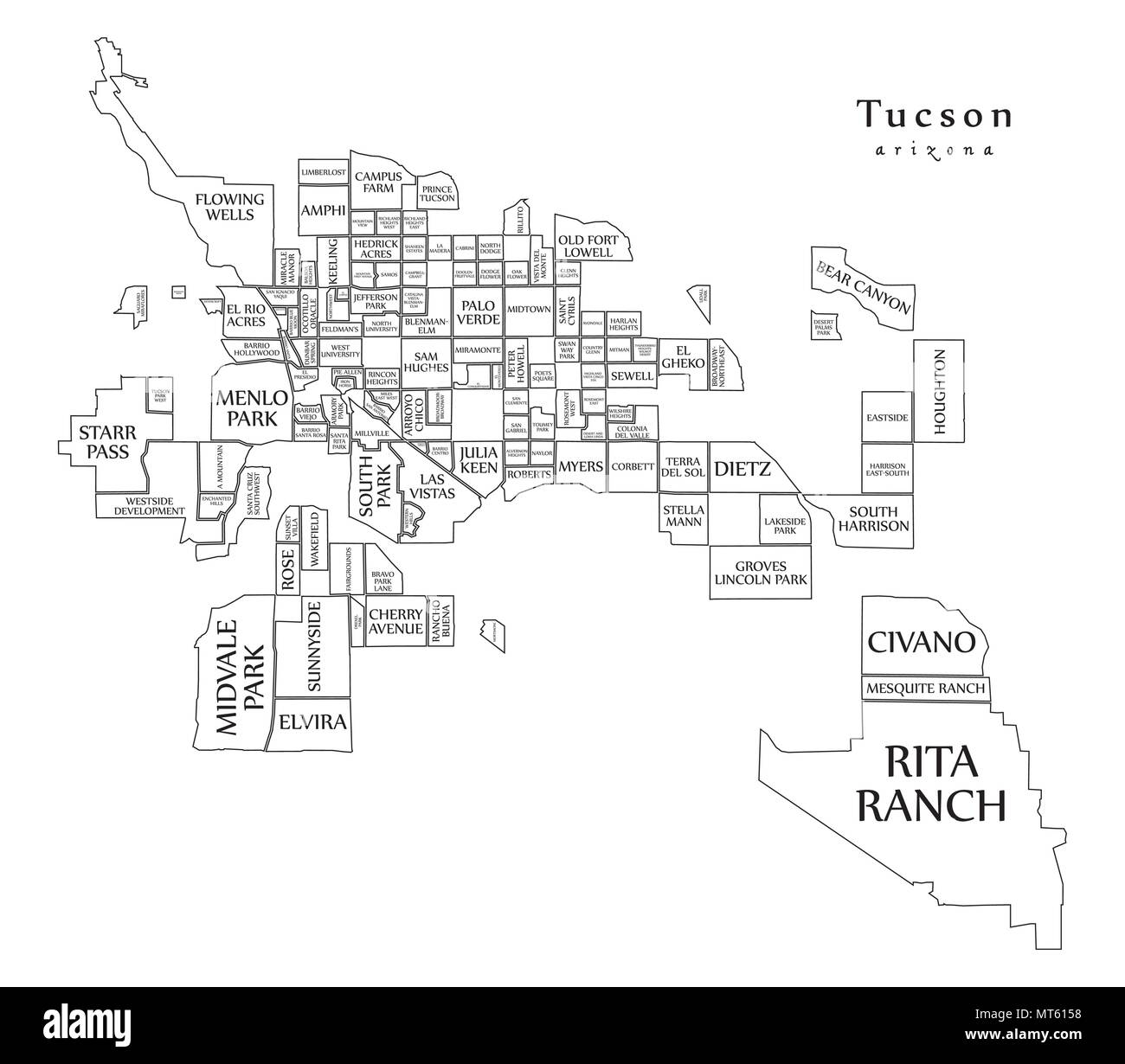 Plan de la ville moderne - Tucson Arizona ville des USA par les ...