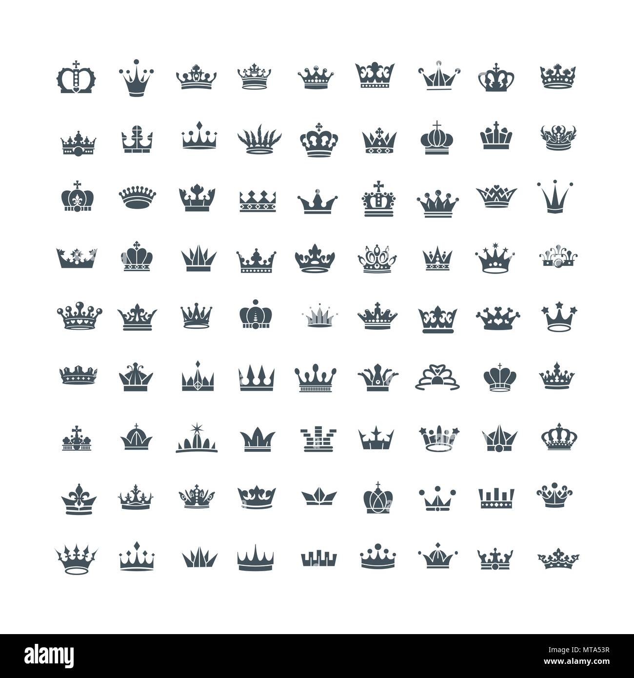 Vector collection de roi et reine de la création des symboles ou des couronnes éléments du logo ...