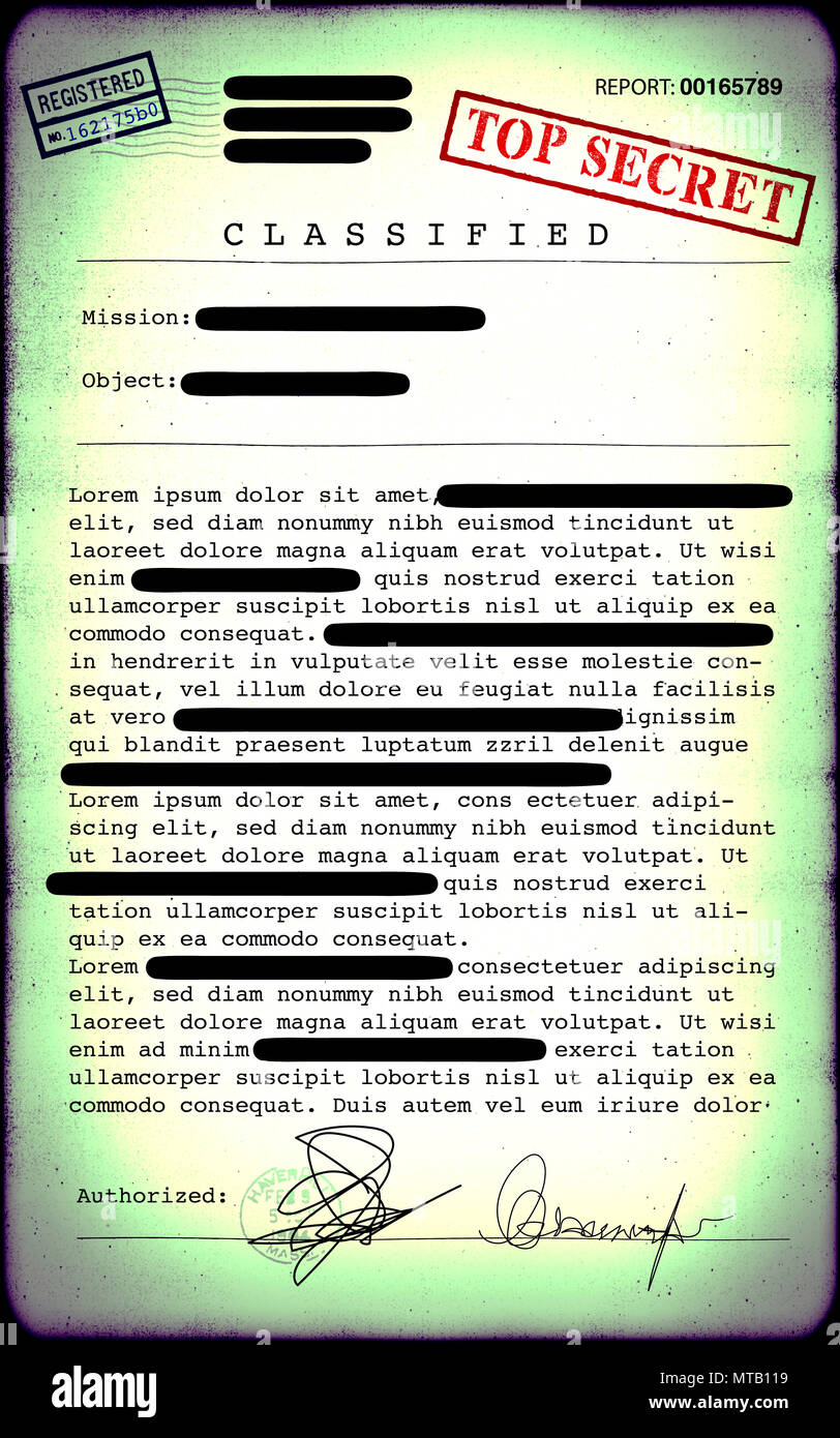 Document déclassifié, Top secret, confidentiel, secret de l'information ...