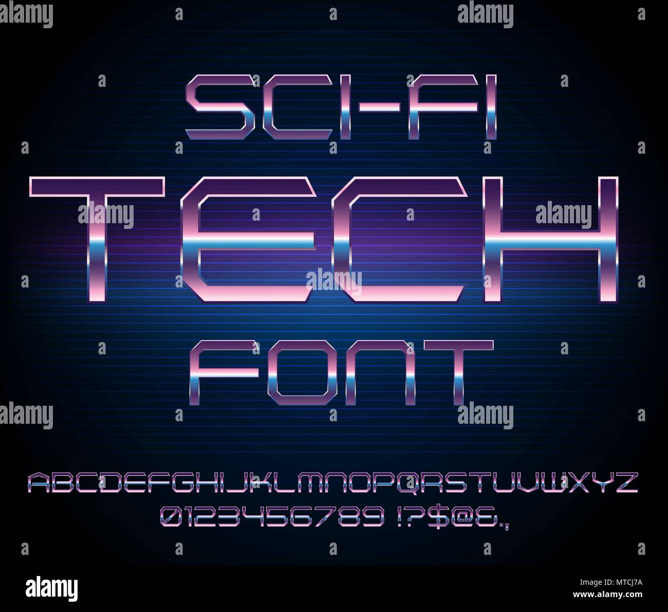 Sci fi retro font Banque d'images vectorielles - Alamy