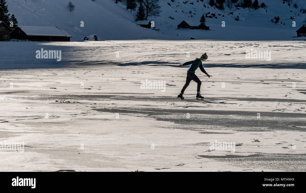 Patiner sur le lac gelé Banque de photographies et d’images à haute ...