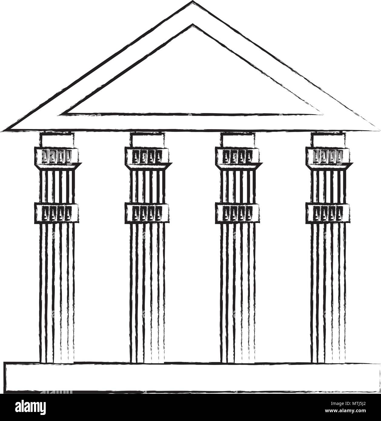 Bâtiment avec piliers sur fond blanc, vector illustration Image ...