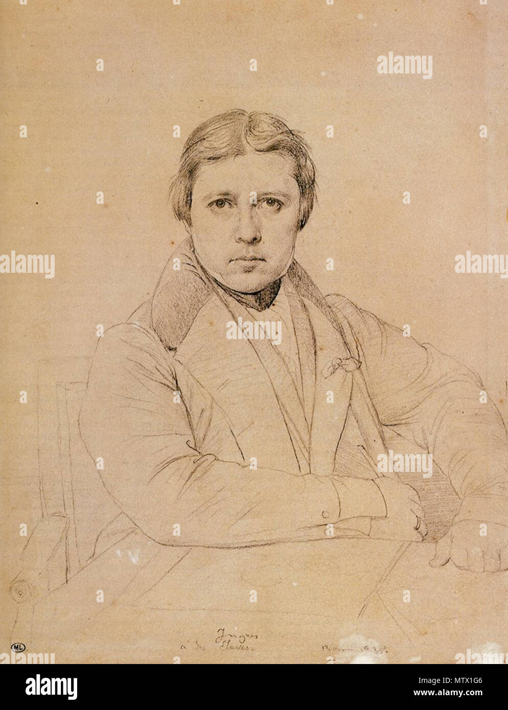 . English : Jean-Auguste-Dominique Ingres, Autoportrait dessin au ...
