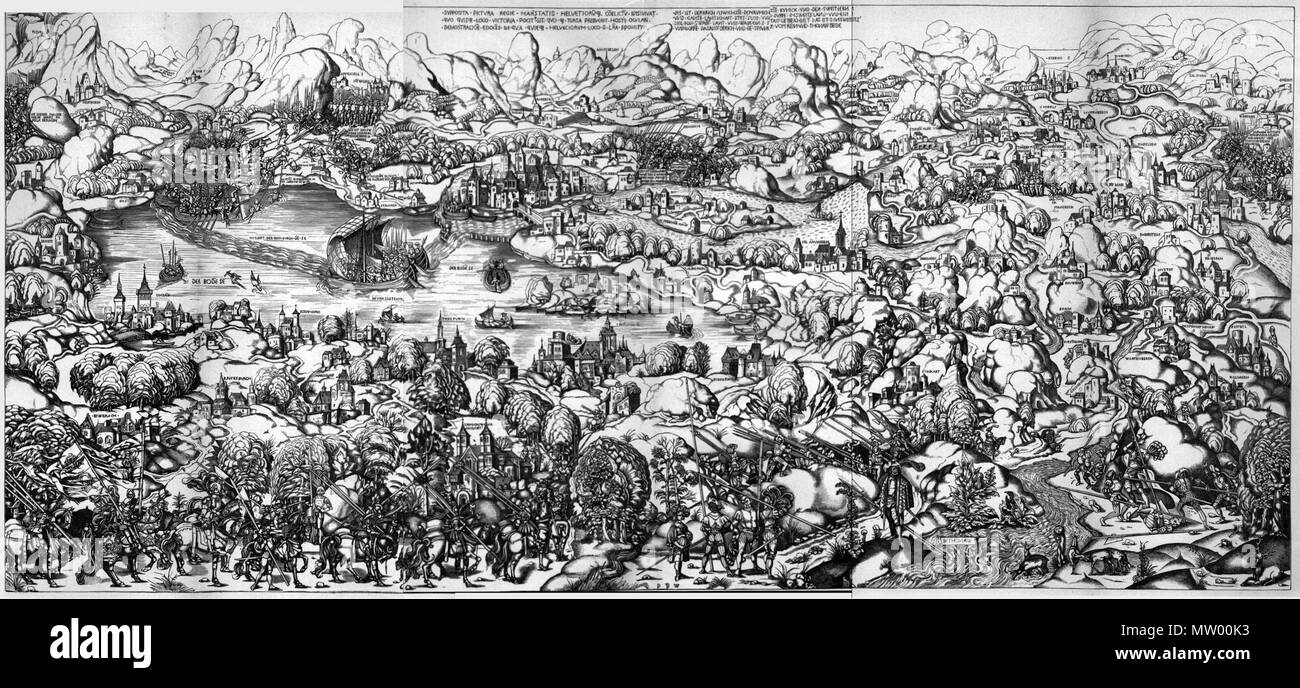 . Deutsch : Der Schwabenkrieg 1499 Monogrammisten P.P.W. Kupferstich des : Am oberen linken ...