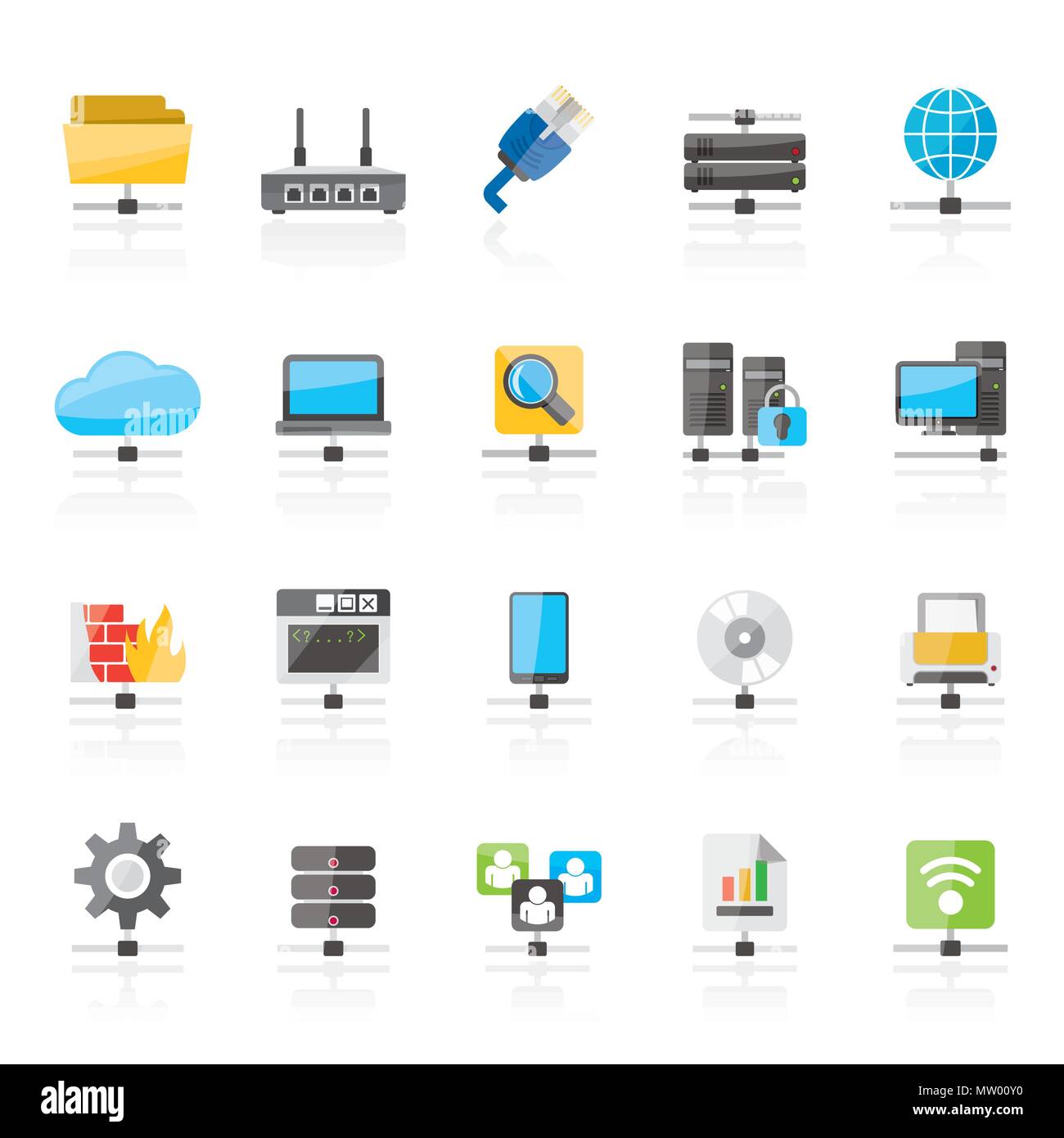 Réseau informatique et internet icons - vector icon set Image ...