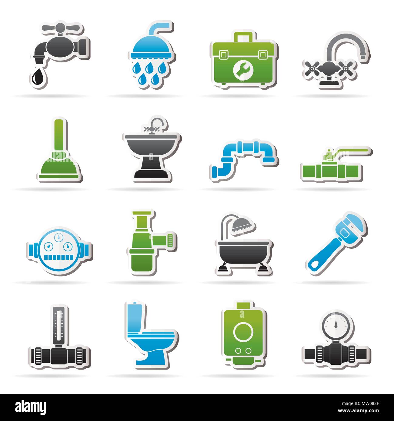 Objets et équipements de plomberie outils icônes - vector icon set ...
