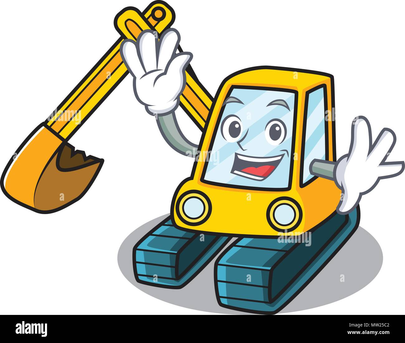 L'excavateur agitant cartoon style de caractères Image Vectorielle ...
