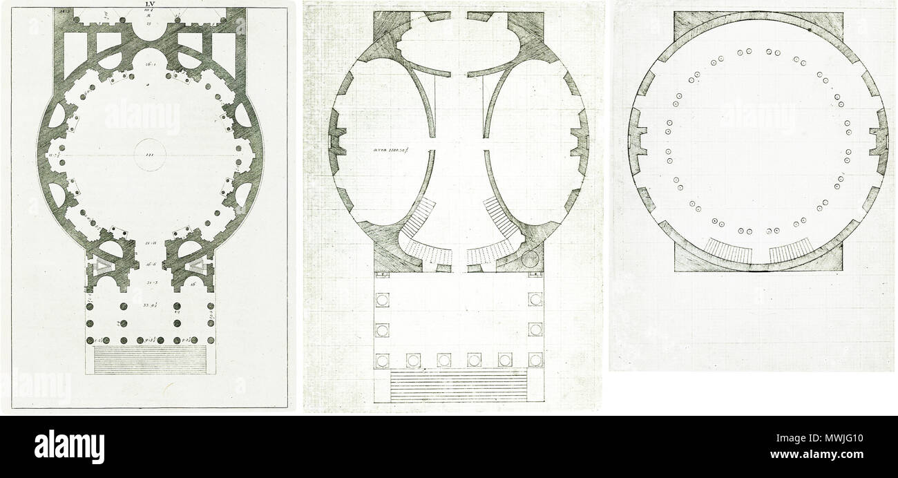 . Comparaison des plans de masse du Panthéon de Rome (à gauche) et ...