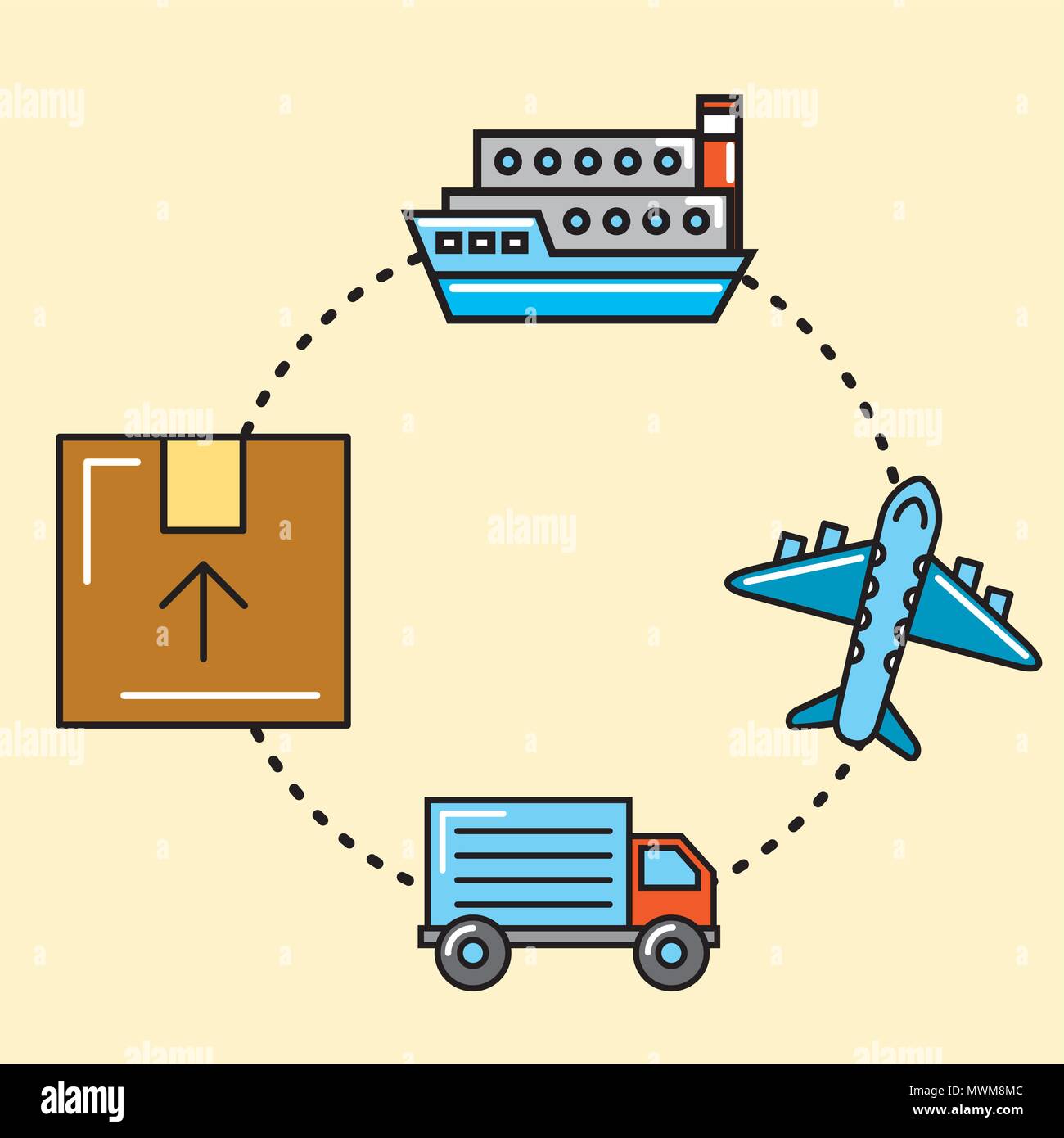 La logistique et la livraison camion bateau avion package vector ...