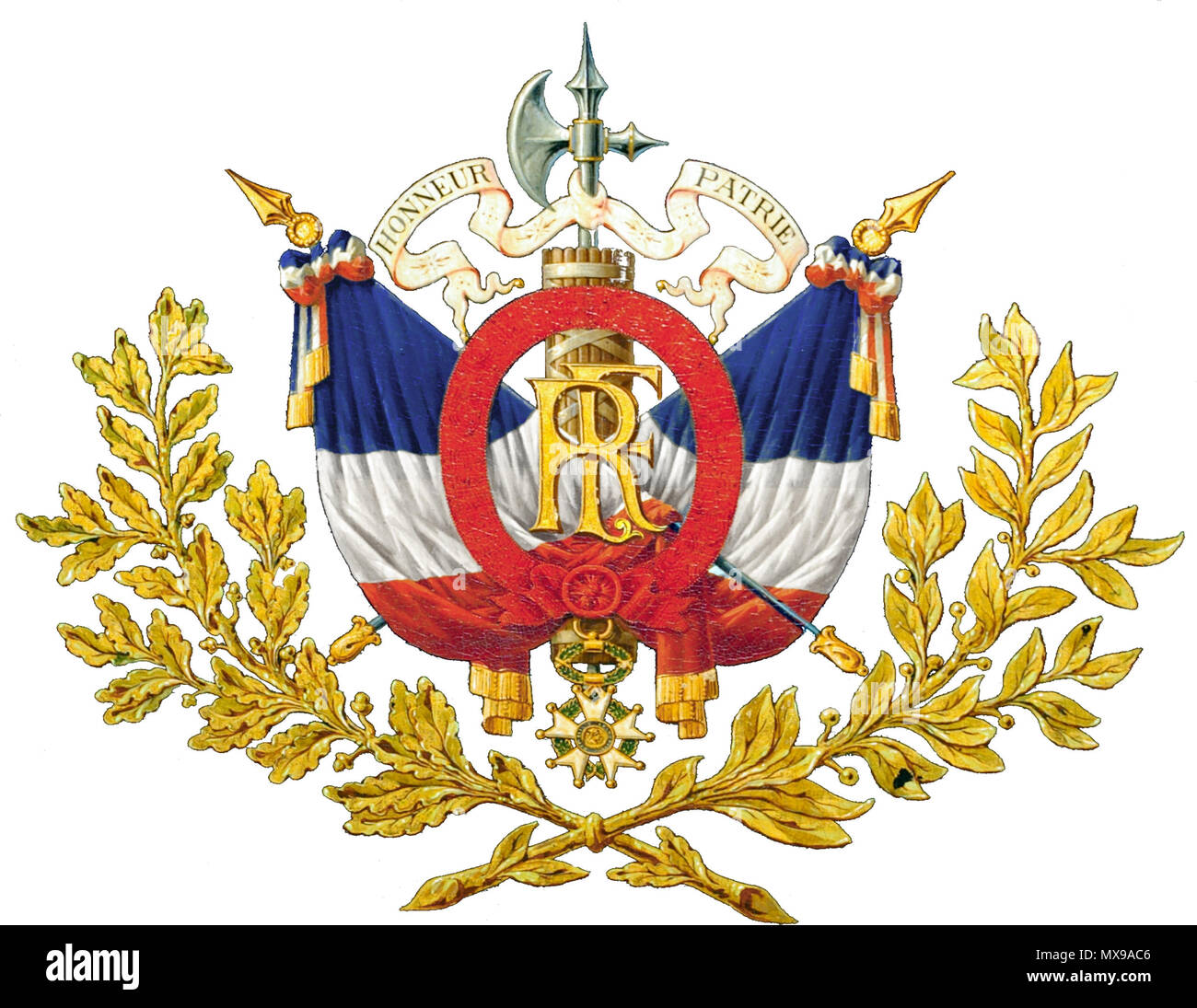 . English : 'les armes" pour la République française, comme indiqué ...