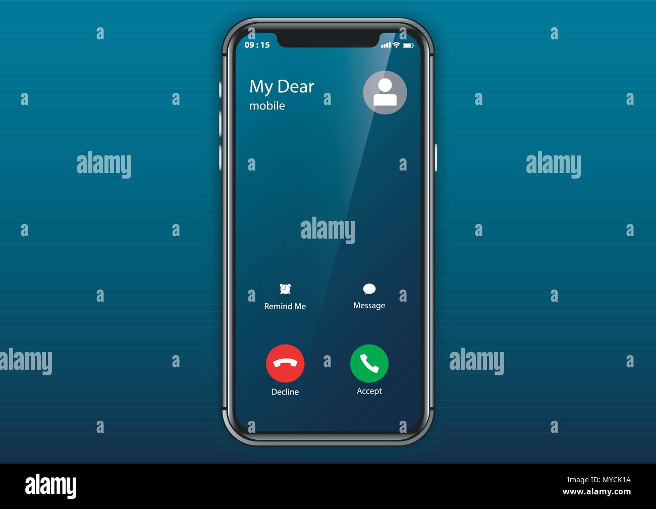 Vector design de l'iphone x interface d'appel entrant Image Vectorielle ...